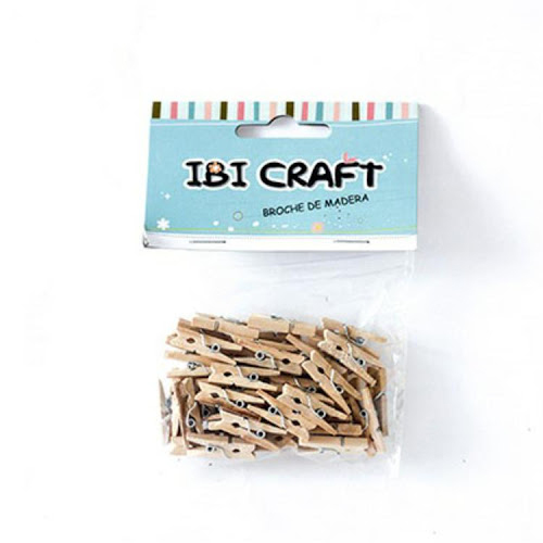 BROCHE DE ROPA IBI CRAFT 25 MM.MADERA NATURAL X 50 UNID.